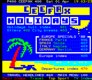 Ceefax Holidays arrives at the teletext archive – Teletext Art