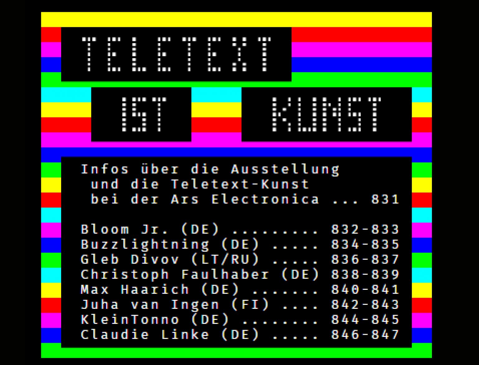 Teletext is Art / Teletext ist Kunst – Exhibition @ ARS Electronica, ARD Text And ORF Text ...