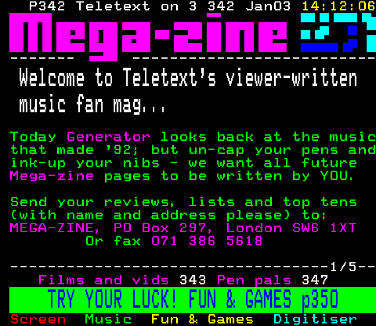 Teletext’s Mega-Zine: A (Not So) Brief History – Teletext Art